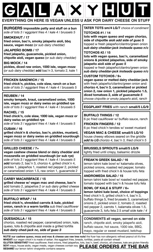 galaxy hut – vegan friendly grill and good beer bar